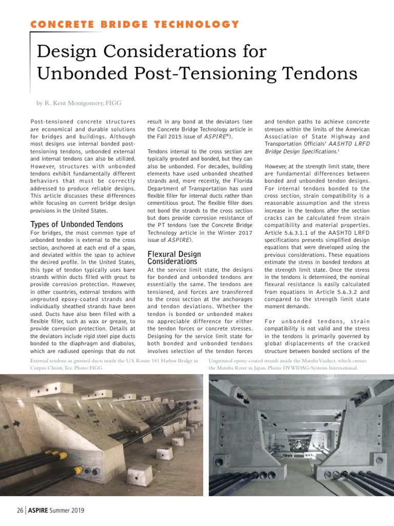 Design Considerations For Unbonded PostTensioning Tendons | PDF ...