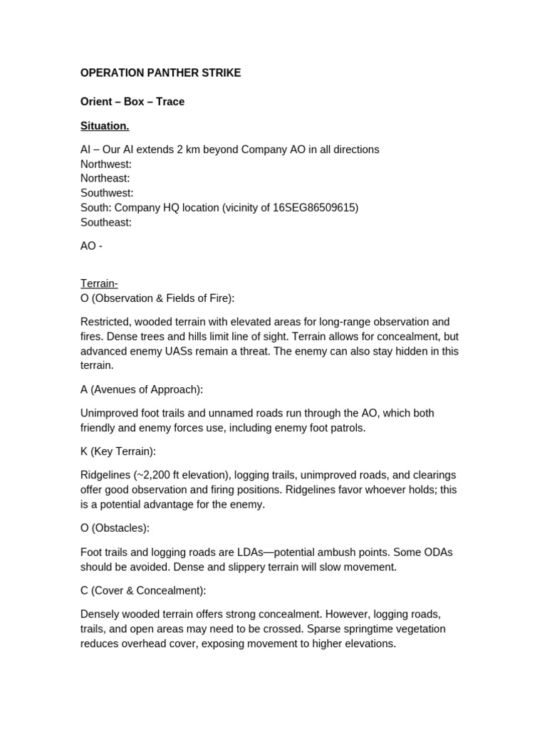 ROTC Final OPORD | PDF | Reconnaissance | Platoon