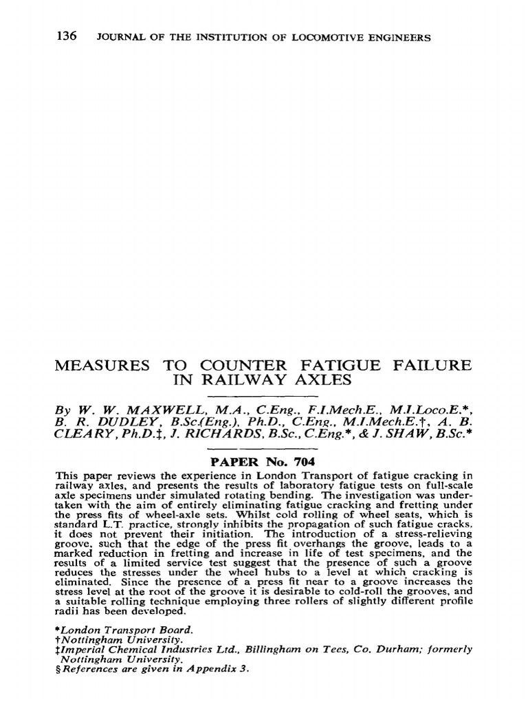 1968 - 058 - 022 - 02 Measures To Counter Fatigue Failures in Axles | PDF | Fatigue (Material ...