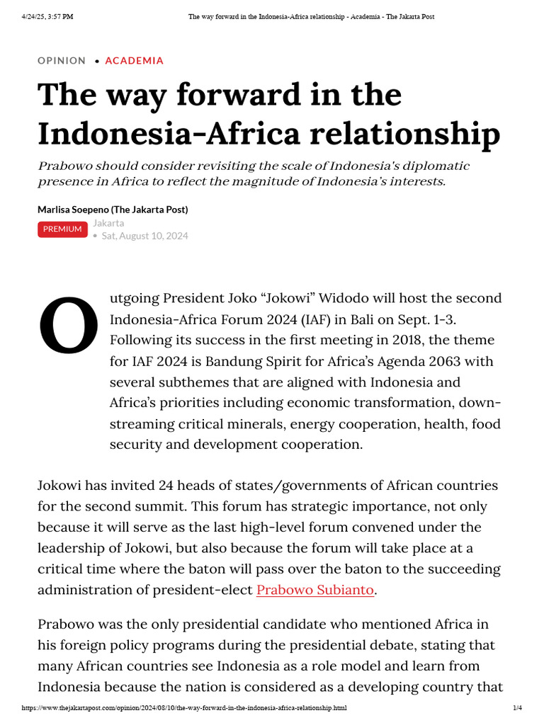 The Way Forward in The Indonesia-Africa Relationship - Academia - The ...