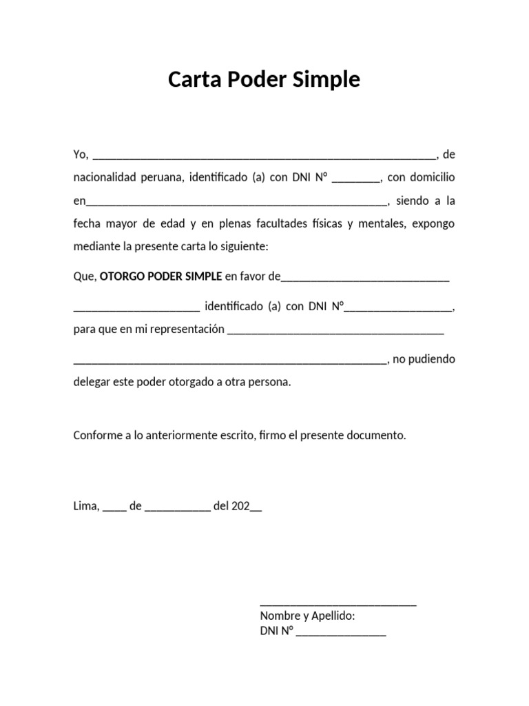 Carta Poder Simple en PDF | PDF