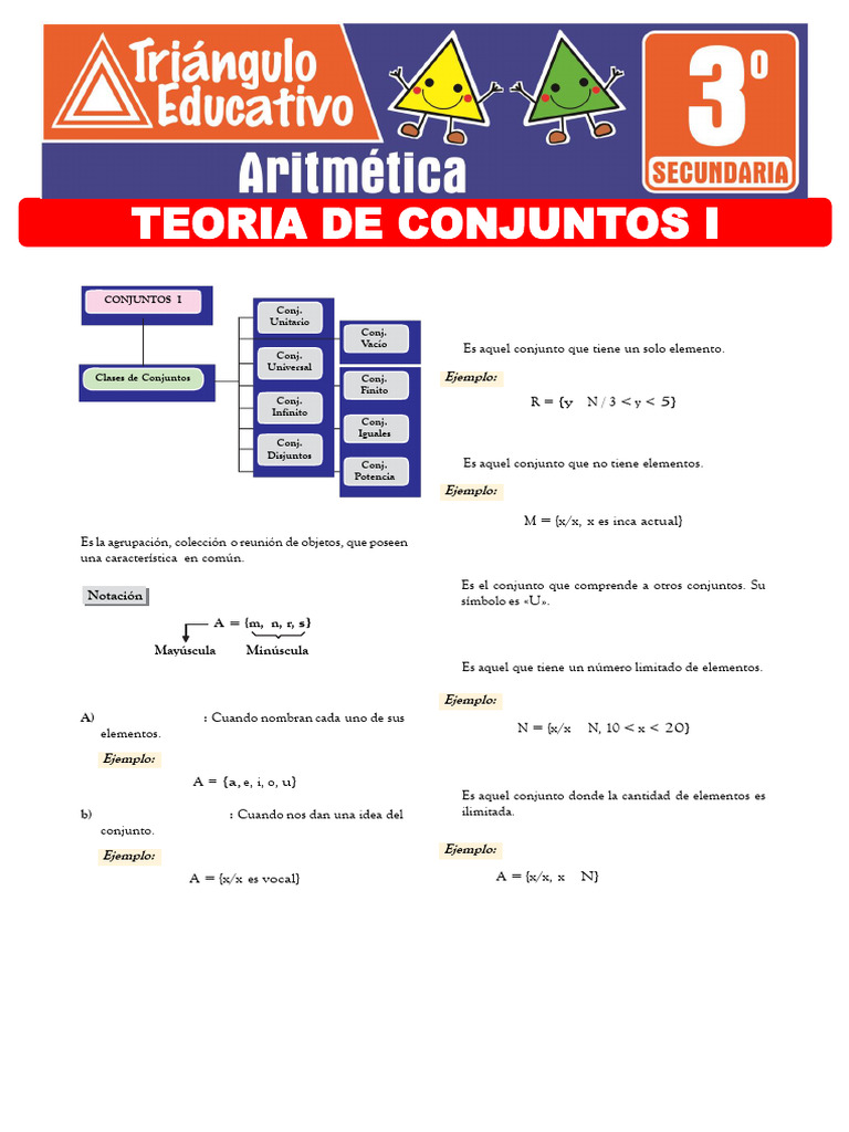 Teoria de Conjuntos I para Tercer Grado de Secundaria | PDF | Conjunto ...