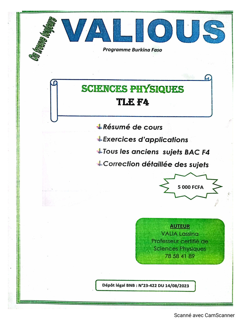 VALIOUS Sciences Physiques TLE F4 | PDF