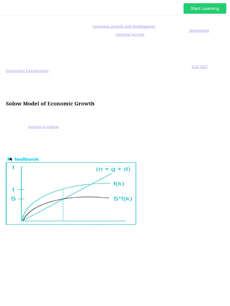 Solow Model of Economic Growth For UGC NET Economics Notes and Study ...
