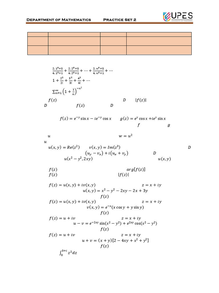 Practice Set 2 AEM 2 (MATH 1065) (1) | PDF | Complex Analysis | Mathematical Concepts
