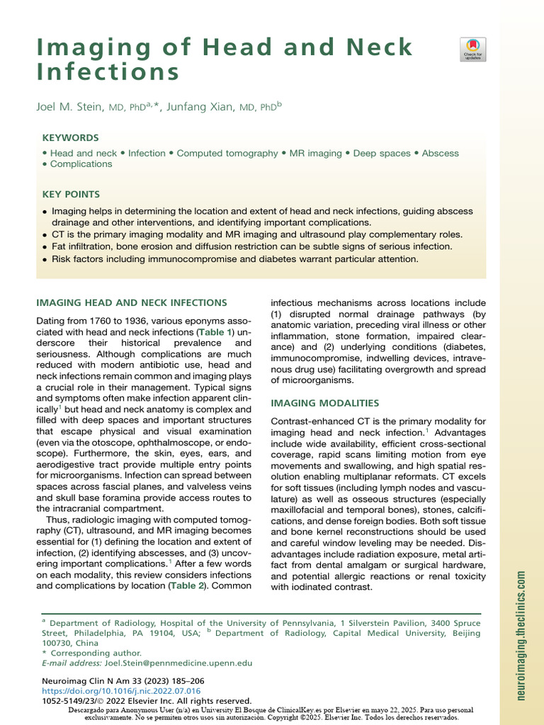 Imaging of Head and Neck Infections | PDF | Human Anatomy | Human Head ...