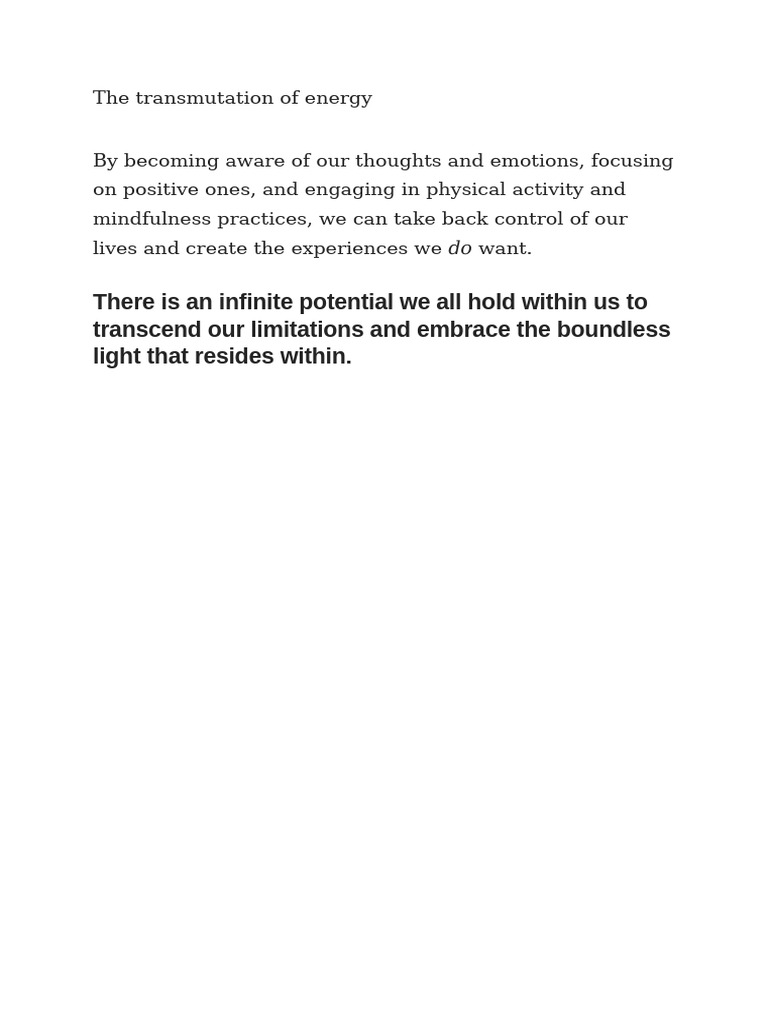 The Transmutation of Energy | PDF