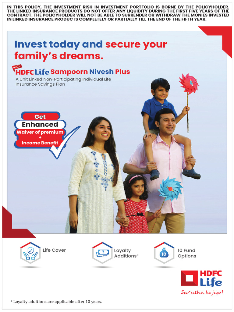 HDFC Life Sampoorn Nivesh Plus Retail Brochure | PDF | Insurance ...