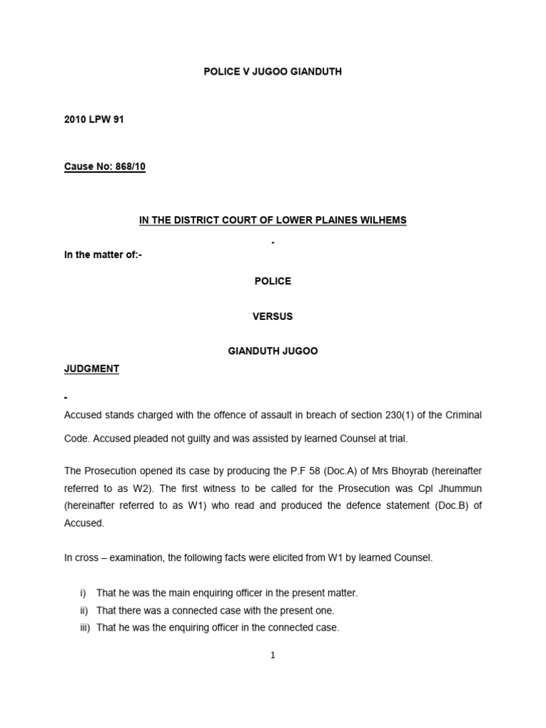 Police V Jugoo Gianduth20160529031250544 - 3 | PDF | Witness | Testimony