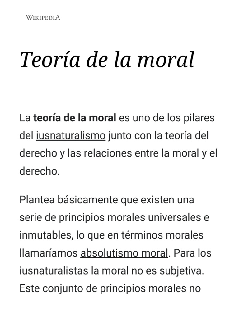 Teoría de La Moral - Wikipedia, La Enciclopedia Libre | PDF