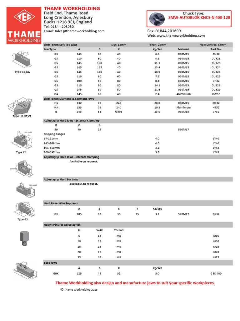SMW Autoblok Kncs N 400 128 Chuck Jaws | PDF | Metalworking | Machining