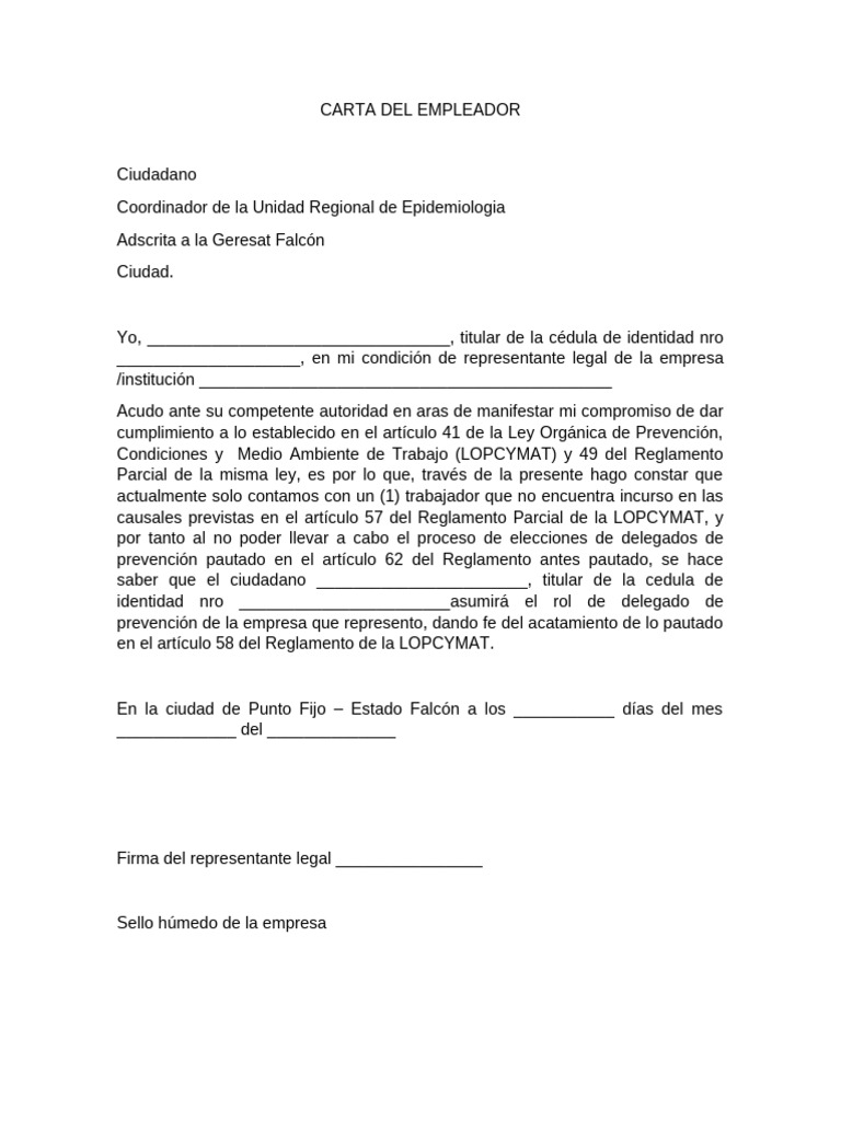 CARTA DEL EMPLEADOR y Trabajador 1 | PDF