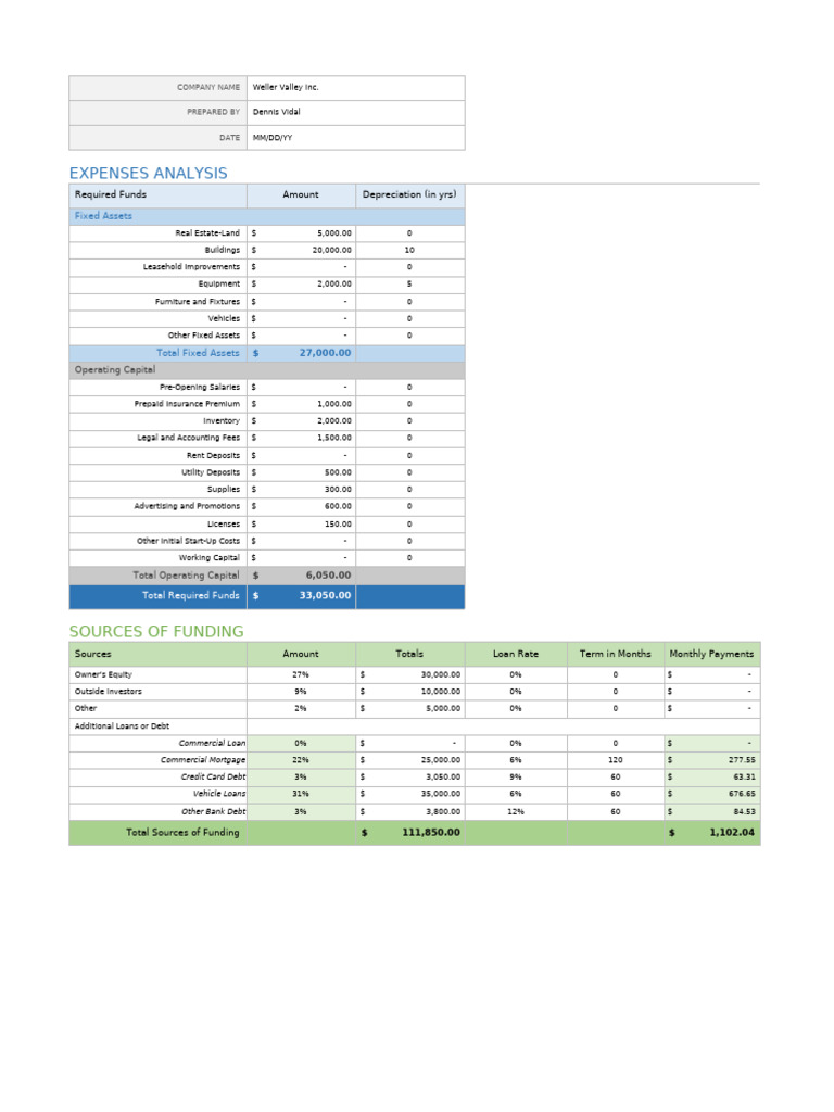 IC Simple Financial Projections Template Example | PDF | Fixed Asset | Debt