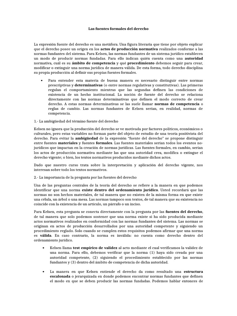 Fuentes Formales del Derecho según Kelsen | PDF | Constitución ...