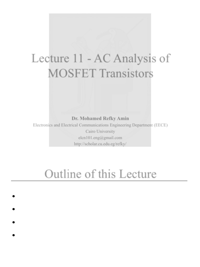 AC Analysis of MOSFET Transistors | PDF | Mosfet | Field Effect Transistor
