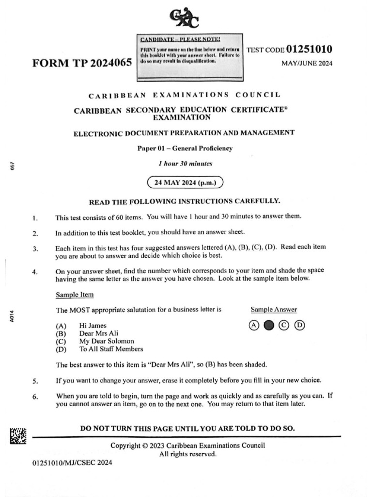 777324860-Csec-Edpm-June-2024-p1-14pgs ANSWER | PDF