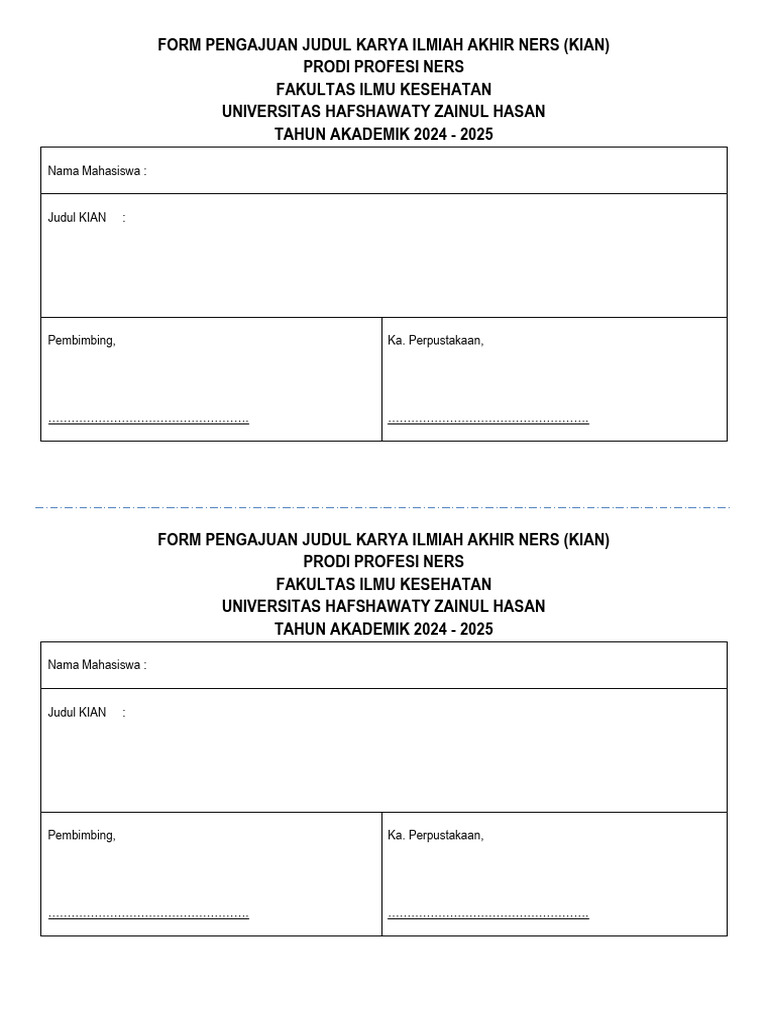 Form Pengajuan Judul Kian | PDF
