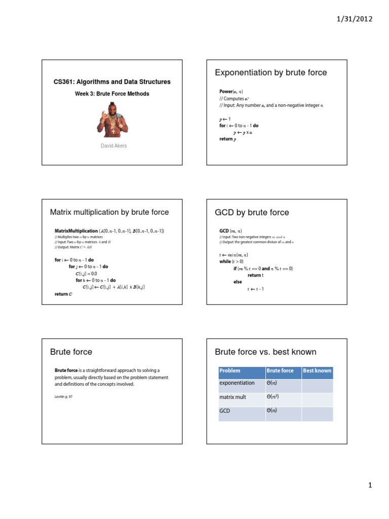 Matrix Multiplication by Brute Force | PDF | Algorithms | Areas Of ...
