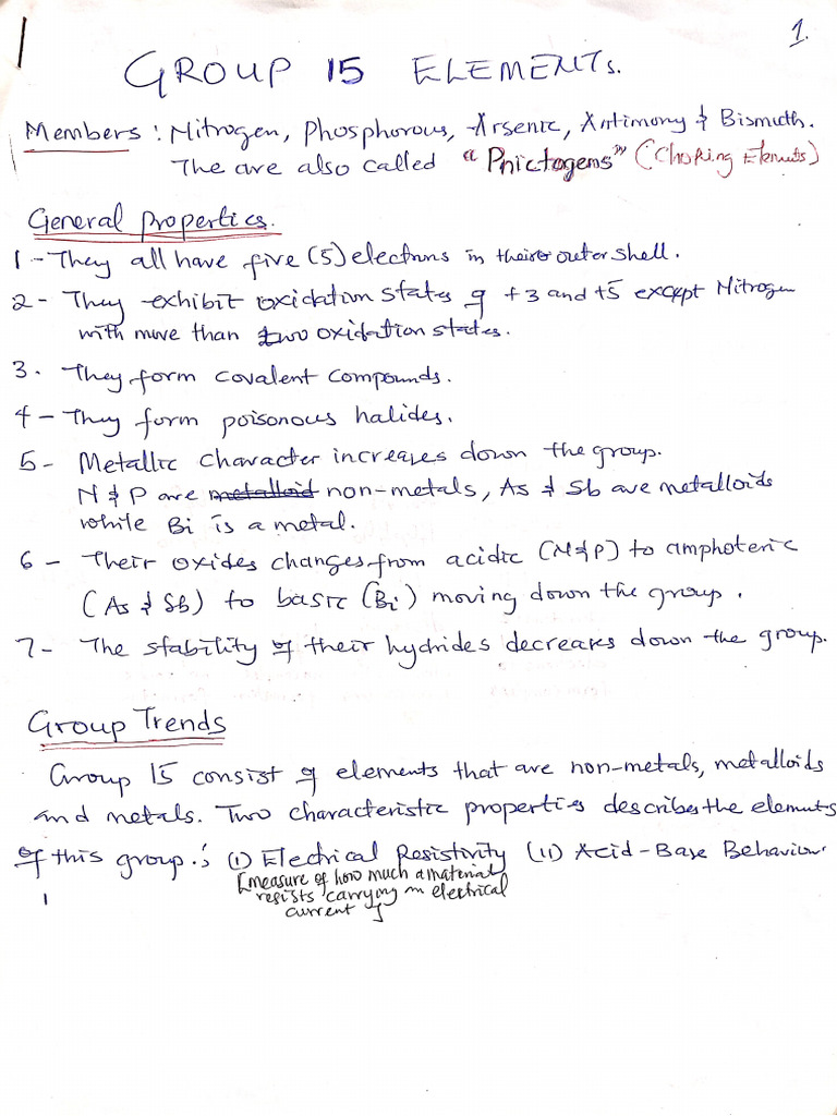 Group 15 Elements | PDF