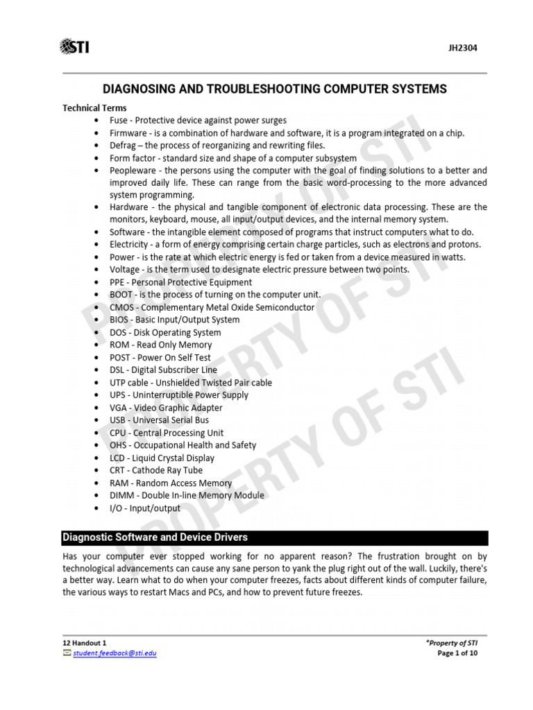 Diagnosing Troubleshooting Computer Systems 1 | PDF | Windows Registry ...