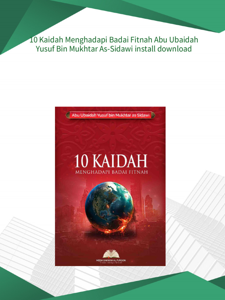 10 Kaidah Menghadapi Badai Fitnah Abu Ubaidah Yusuf Bin Mukhtar As-Sidawi download | PDF