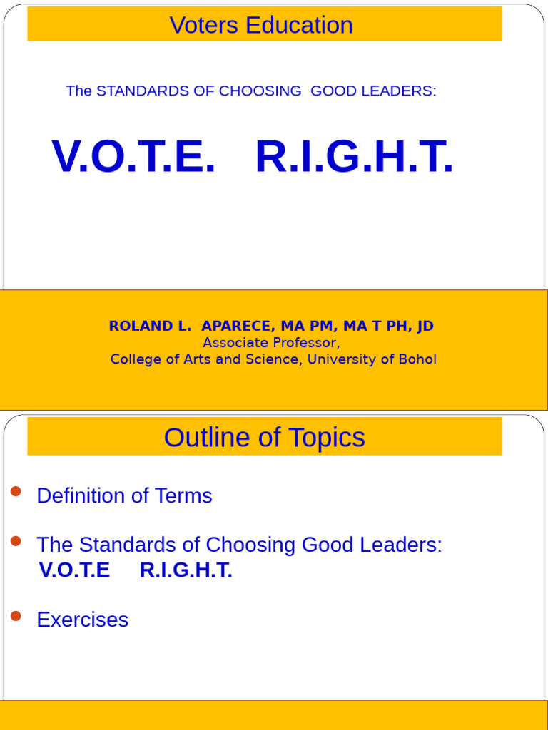Choosing Good Leaders: V.O.T.E. R.I.G.H.T. | PDF