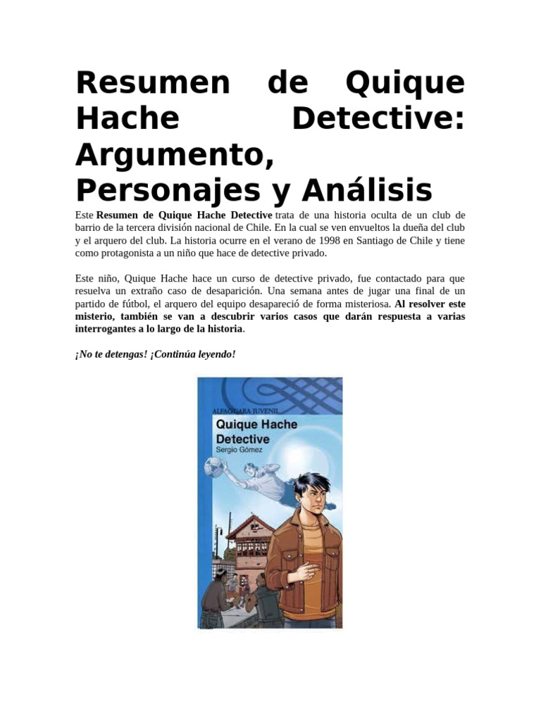 Resumen de Quique Hache Detective | PDF