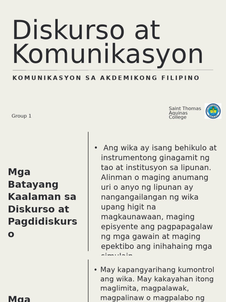 Diskurso at Komunikasyon | PDF