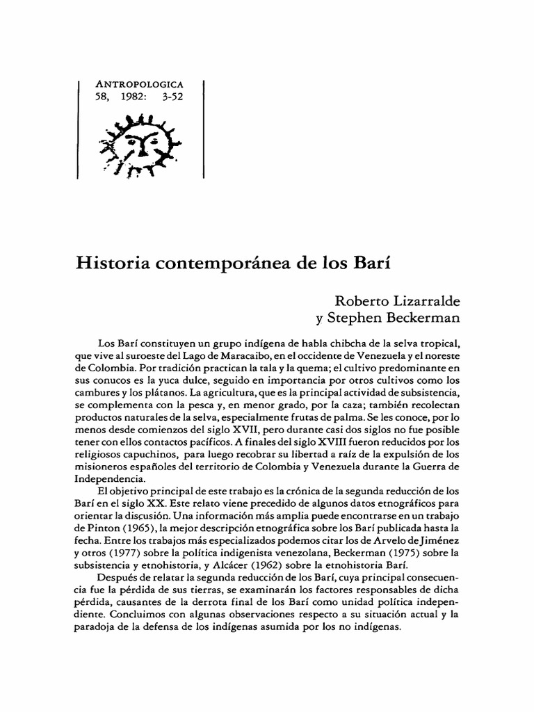 Historia y Cultura de los Barí Indígenas | PDF | Parentesco | Venezuela