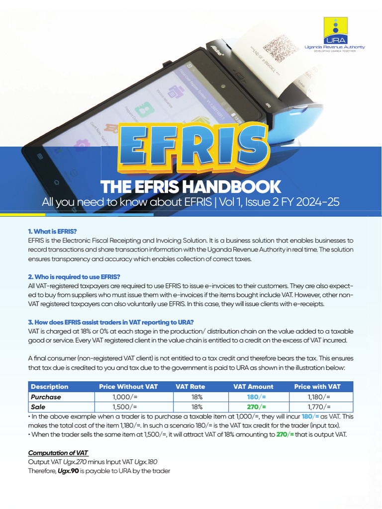 The Efris Handbook 2024 25 1 | PDF | Value Added Tax | Receipt