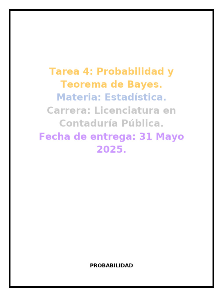 Tarea 4 | PDF | Probabilidad | Teorema