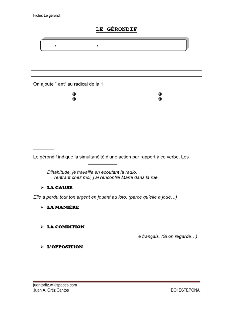 Comprendre le gérondif en français | PDF
