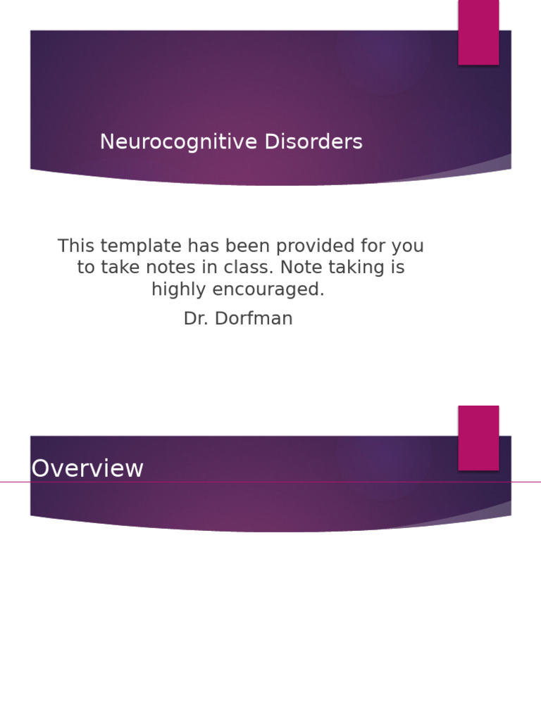 Neuocognitive Disorders PPT - TEMPLATE | PDF | Dementia | Stroke