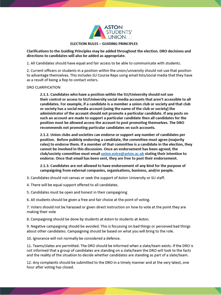 Election Guiding Principles 2025 | PDF | Committee | Democracy