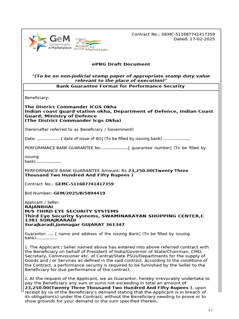 GEMC-511687741417359 Bid Epbg | PDF | Guarantee | Common Law