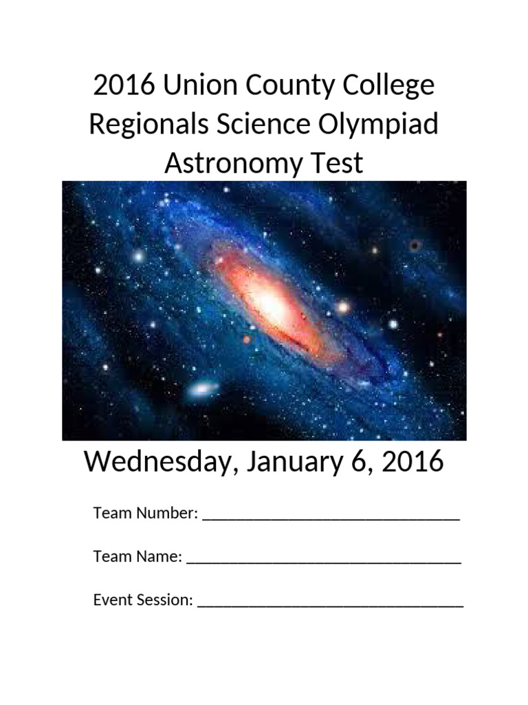 Astronomy Test for Science Olympiad | PDF | Stars | Exoplanet