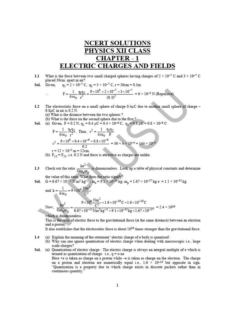 Chapter1 Physics Electric Charges and Fields 2 | PDF | Electric Field | Flux