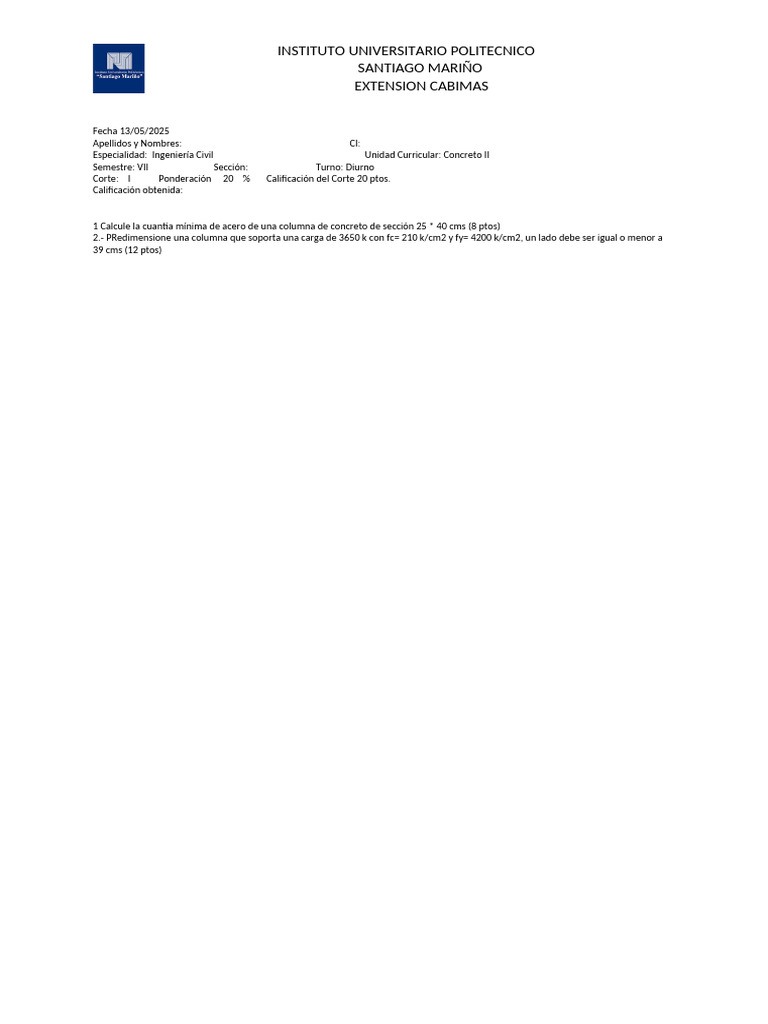 10 LLLL1 Primer Corte Concreto II 20 % | PDF
