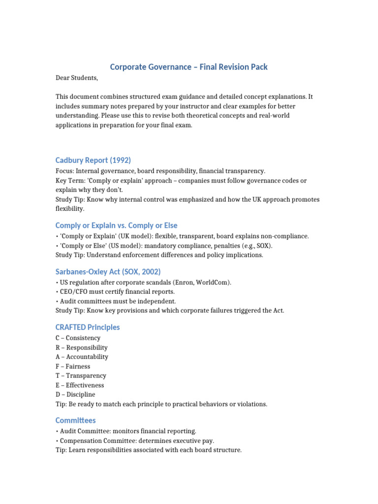 Corporate Governance Final Pack Integrated | PDF | Governance ...