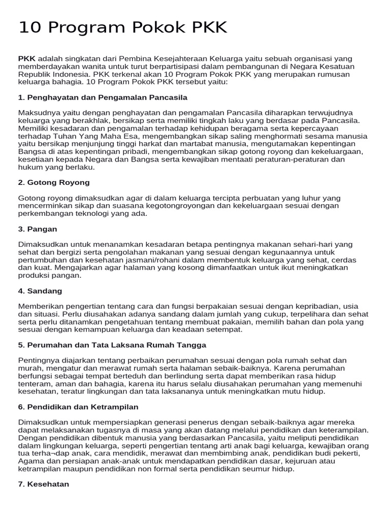 10 Program Pokok PKK | PDF