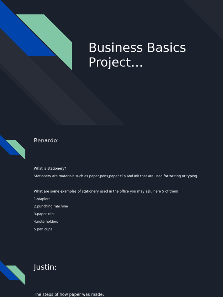 Business Basics Project | PDF