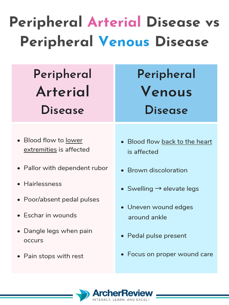 Arterial Venous: Peripheral Disease Vs Peripheral Disease | PDF