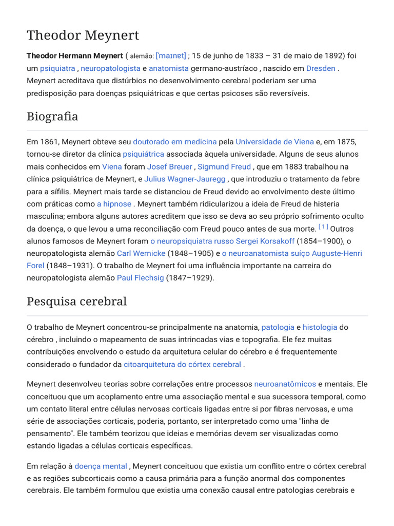 Contribuições de Theodor Meynert na Psiquiatria | PDF | Sigmund Freud ...