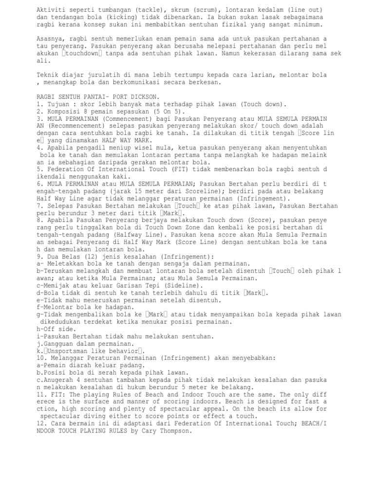 Ragbi Sentuh | PDF