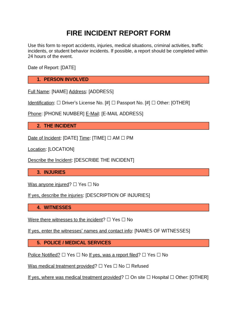 Fire Incident Report | PDF