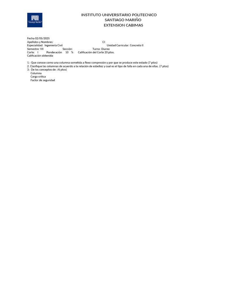 10 LL1 Primer Corte Concreto II 10% | PDF