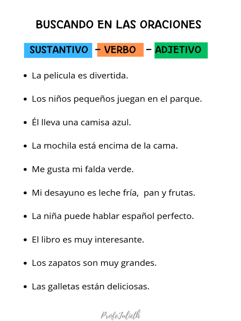 Susrantivo Verbo Adjetivo | PDF