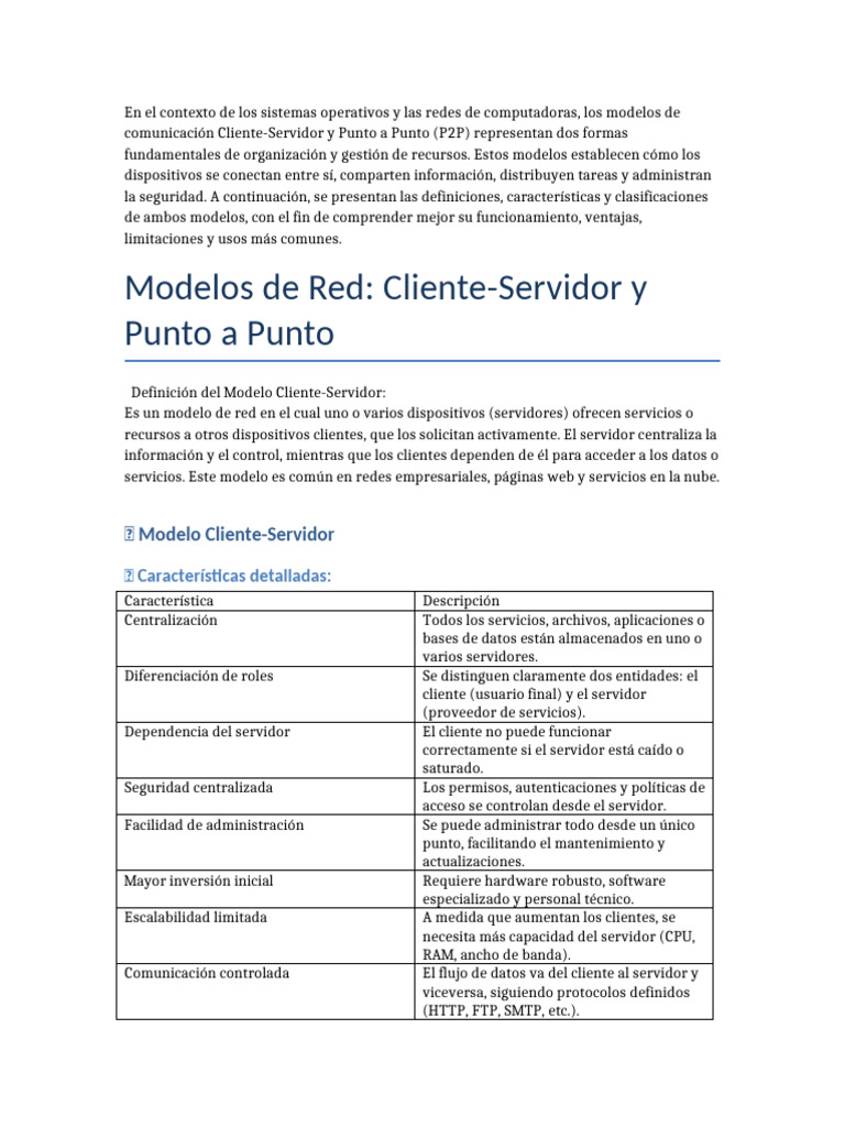 Modelos de Red Con Definiciones y Introduccion | PDF | Modelo cliente ...