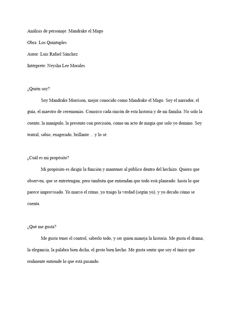 Analisis de Personaje | PDF