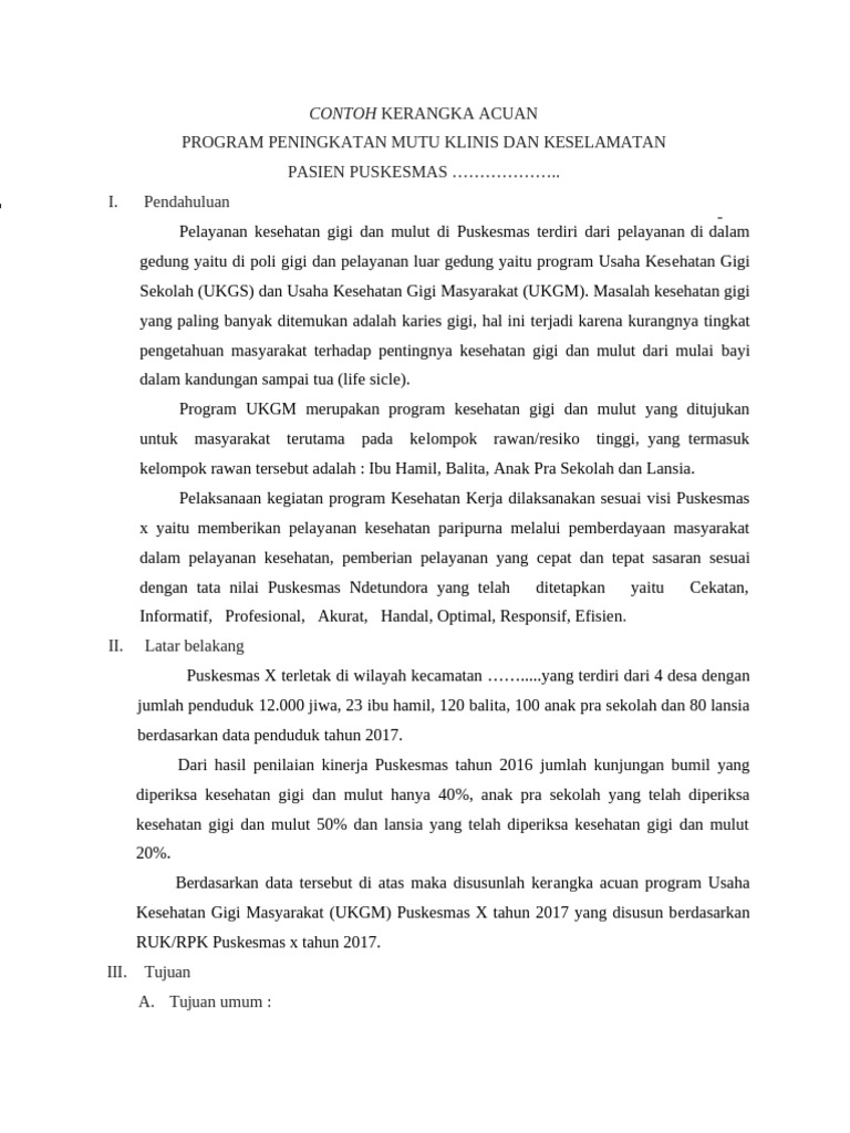 Contoh Kerangka Acuan | PDF